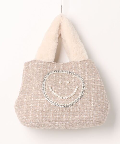 【COOCO】SMILEY/パール刺繍×エコファーツイードトートバッグ(846410)（トートバッグ）｜Bridget Birkin ...