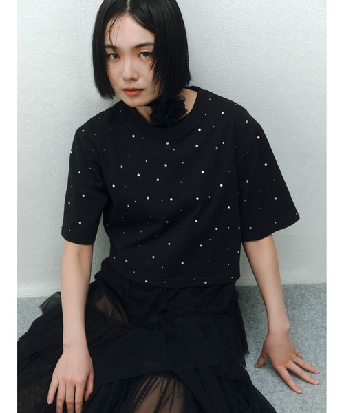 FRAY I.D（フレイアイディー）の「【pierre cardin】スパンコールロゴTシャツ（Tシャツ/カットソー）」 - WEAR