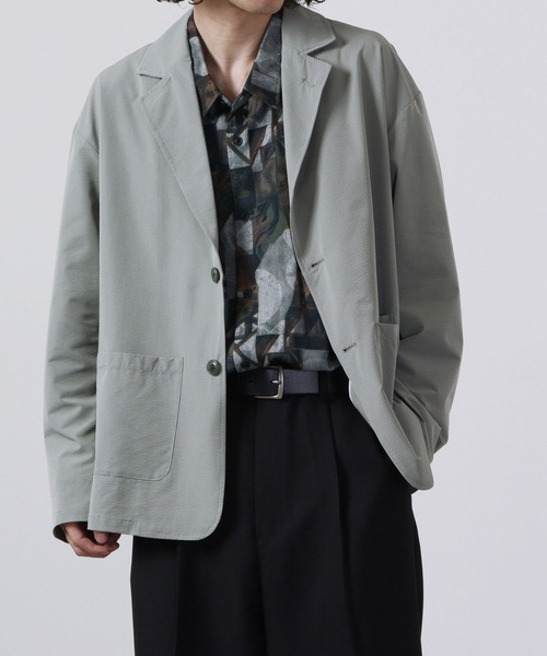 ROOT THREE（ルートスリー）の「ROOT THREE ストレッチ 吸汗速乾 ポリサッカー オーバーサイズ サマージャケット（テーラード ...