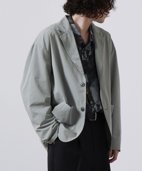 ROOT THREE（ルートスリー）の「ROOT THREE ストレッチ 吸汗速乾 ポリサッカー オーバーサイズ サマージャケット（テーラード ...