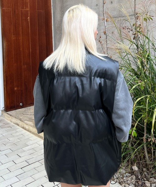 #MEMORY（メモリー）の「【MEMORY】PU レザー パディング ダウンベスト / PU Leather Padding Down ...