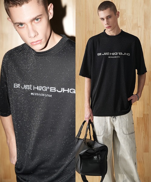 BJHG（ビージャストハグ）の「【BJHG】シャイニーラインストーン フロントロゴ 半袖Tシャツ（Tシャツ/カットソー）」 - WEAR