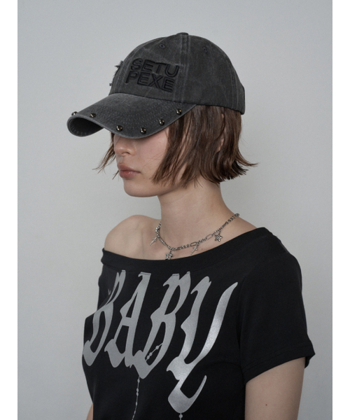 STUDDED LOGO BALL CAP / CHARCOAL（キャップ）｜SETUP-EXE（セットアップイーエックスイー）のファッション ...