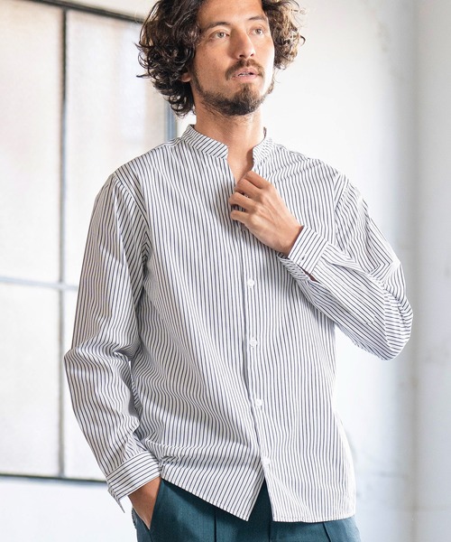 Magine（マージン）の「ms5242- STRIPE BAND COLLAR SKIPPER SHIRTS スキッパ―シャツ（シャツ ...