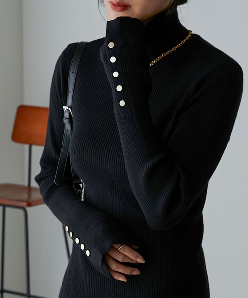 Anss.me（アンスミー）の「【Anss.me】リブニット袖口ボタンタートルネックプルオーバー（ニット/セーター）」 - WEAR
