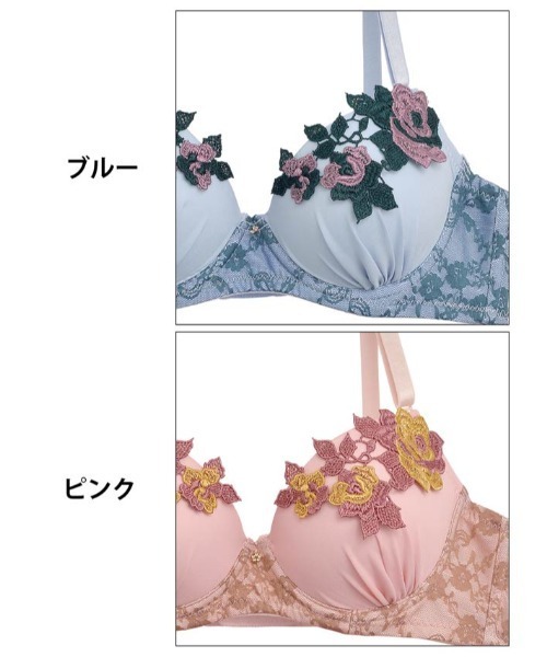DRW（ドロー）の「[DRW]ブラジャー ショーツ セット ルミナス ローズ 刺繍 ブラジャー & フルバック ショーツ | 下着 レディース ...