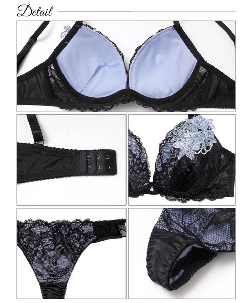 DRW（ドロー）の「[DRW]ブラジャー ショーツ セット ロゼッタエンブロイダリーチュール ブラジャー & Tバック ショーツ（ブラ&ショーツ）」 - WEAR