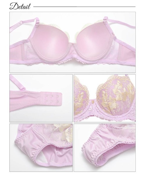 DRW（ドロー）の「3点セット ロイヤル ダスティ アイビー ブラジャー & フルバック & Tバック ショーツ セット（ブラ&ショーツ）」 - WEAR