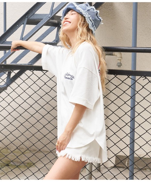 anap mimpi（アナップミンピ）の「サーフ サークル刺繍 コットン ビッグ Tシャツ 半袖（Tシャツ/カットソー）」 - WEAR