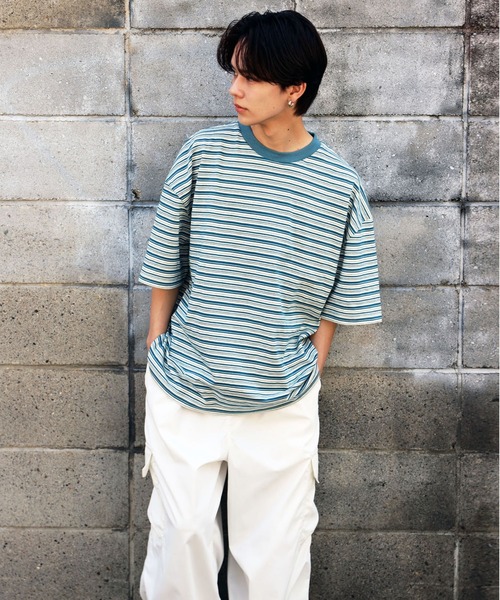 SPINNS（スピンズ）の「【ビックシルエット】ボーダーTシャツ（Tシャツ/カットソー）」 - WEAR