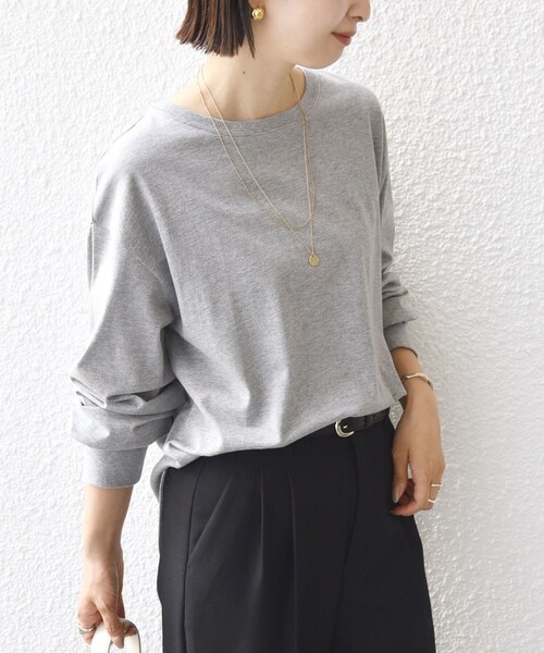 シップス（SHIPS）/コットン 天竺 ラウンド ヘム 袖 リブ カットソー SHIPS（シップス）の「コットン 天竺 ラウンド ヘム 袖 リブ