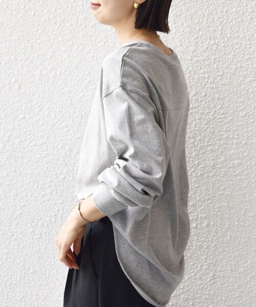 SHIPS（シップス）の「コットン 天竺 ラウンド ヘム 袖 リブ