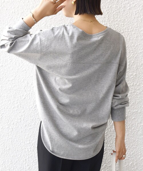 SHIPS（シップス）の「コットン 天竺 ラウンド ヘム 袖 リブ