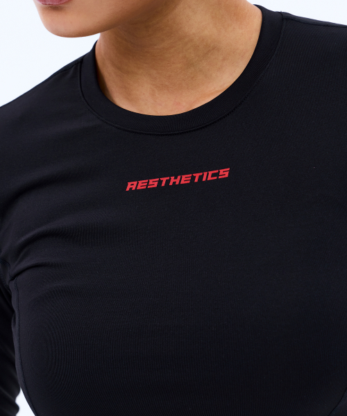 MIHAK（ミハク）の「Aesthetic Crop Long Sleeve (BLACK)（Tシャツ/カットソー）」 - WEAR