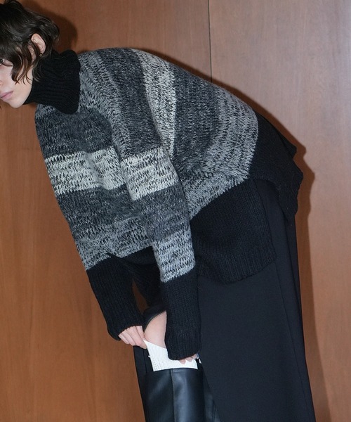 CLANE（クラネ）の「GRADATION BORDER WIDE KNIT TOPS（ニット/セーター）」 - WEAR