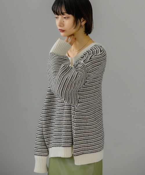 KBF（ケイビーエフ）の「『WEB/一部店舗限定』2WAYマルチボーダーニット（ニット/セーター）」 - WEAR