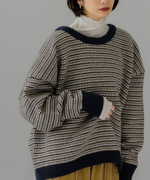 KBF（ケイビーエフ）の「『WEB/一部店舗限定』2WAYマルチボーダーニット（ニット/セーター）」 - WEAR