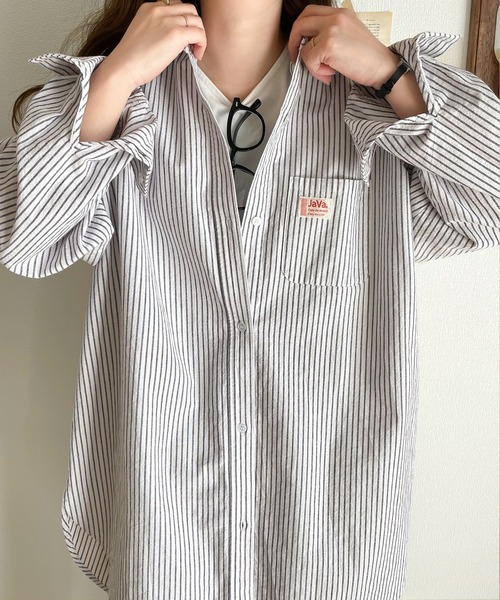 Java（ジャバ）の「《JaVaジャバ コラボ》春のマストアイテム。コットン100%のBIGシャツ（無地＆ストライプ）（シャツ/ブラウス）」 - WEAR