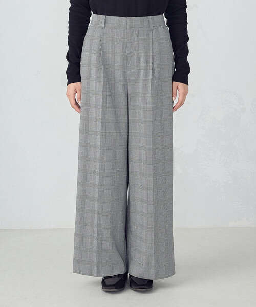 セール】【セットアップ対応】ポリエステルレーヨン ワイドパンツ