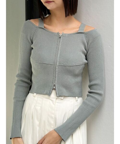 MURUA（ムルーア）の「ショルダーストラップダブルZIPニット（ニット/セーター）」 - WEAR