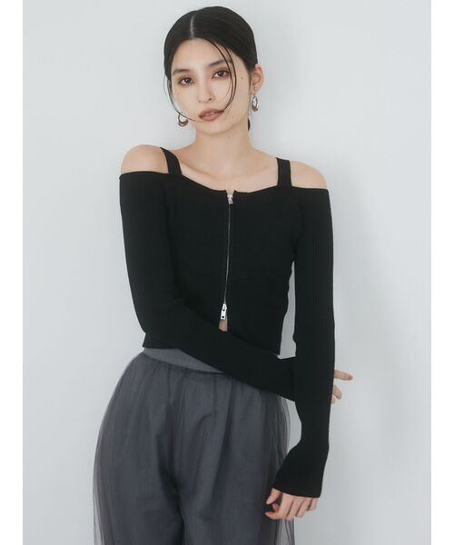 MURUA（ムルーア）の「ショルダーストラップダブルZIPニット（ニット/セーター）」 - WEAR