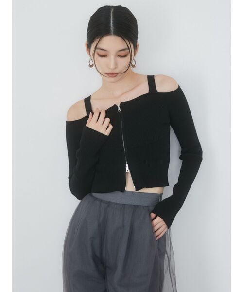 MURUA（ムルーア）の「ショルダーストラップダブルZIPニット（ニット/セーター）」 - WEAR