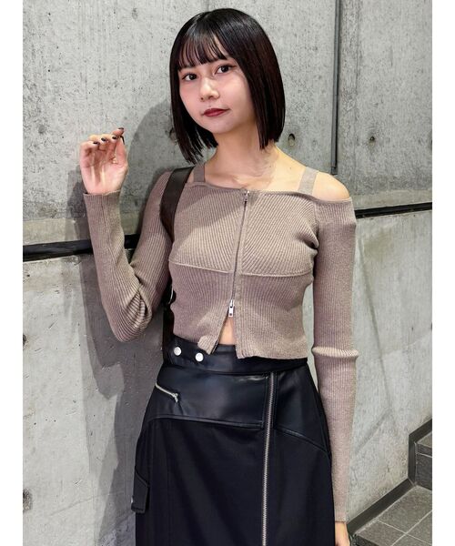 MURUA（ムルーア）の「ショルダーストラップダブルZIPニット（ニット/セーター）」 - WEAR