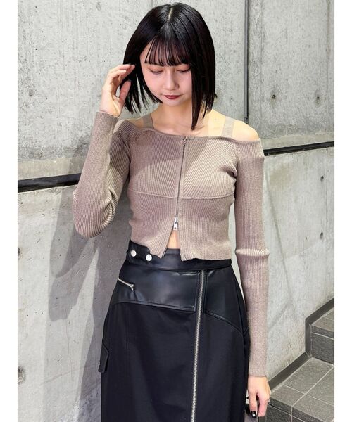 MURUA（ムルーア）の「ショルダーストラップダブルZIPニット（ニット/セーター）」 - WEAR