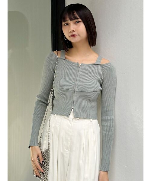 MURUA（ムルーア）の「ショルダーストラップダブルZIPニット（ニット/セーター）」 - WEAR