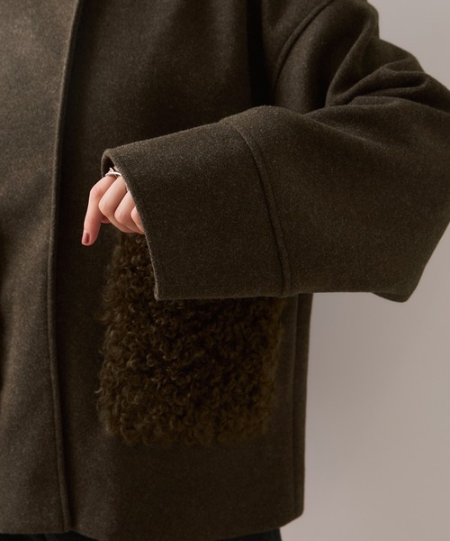 セール】【WEB限定】ボアポケットノーカラーコート（その他アウター