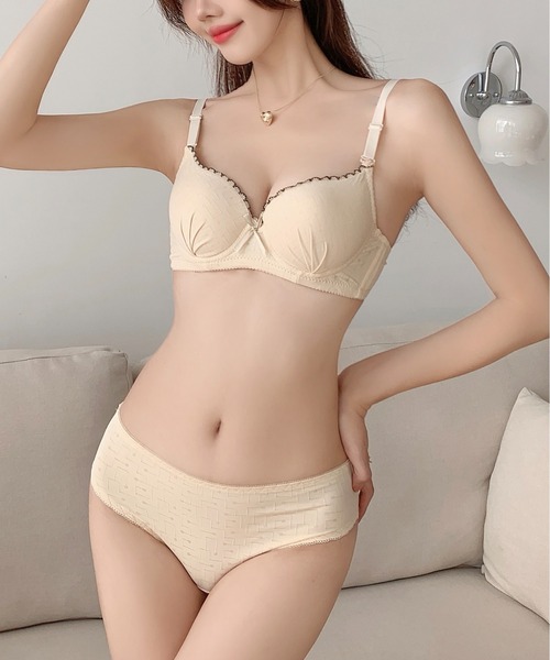 SETUP7（セットアップセブン）の「【SETUP7】リボン/刺繍ブラ＆ショーツセット 2点セット B75/C70 サイズ KNF049 ※（ブラ&ショーツ）」 - WEAR