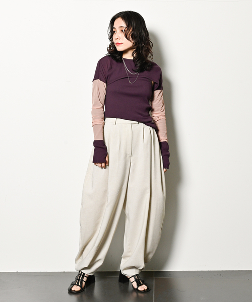 overneath（オーバーニース）の「OVERNEATH 別注 rib sleeves：カットソー（Tシャツ/カットソー）」 - WEAR