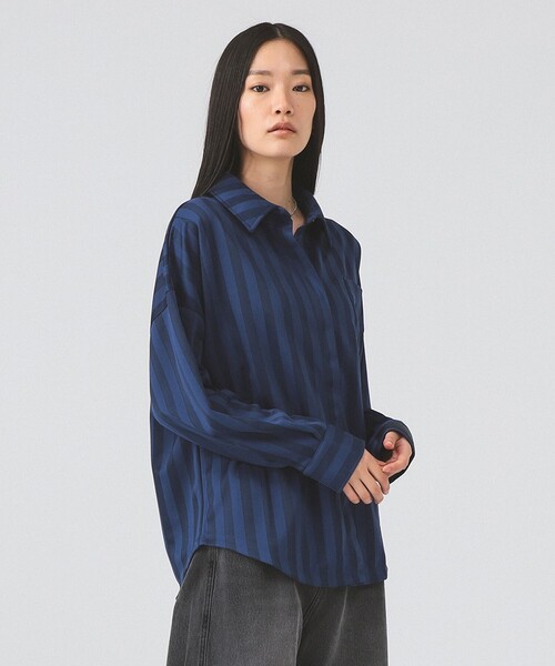NIKE（ナイキ）の「【WEB限定】NIKE / オーバーサイズド ジャカード ストライプ ボタンダウン シャツ（シャツ/ブラウス）」 - WEAR