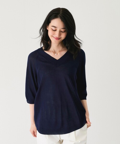 Jayro（ジャイロ）の「Vネック5分袖ニットトップス（ニット/セーター）」 - WEAR