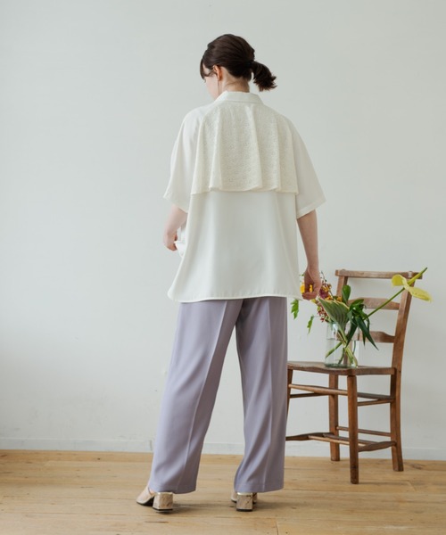 idem（イデム）の「lace layered blouse/レースレイヤード半袖ブラウス（シャツ/ブラウス）」 - WEAR