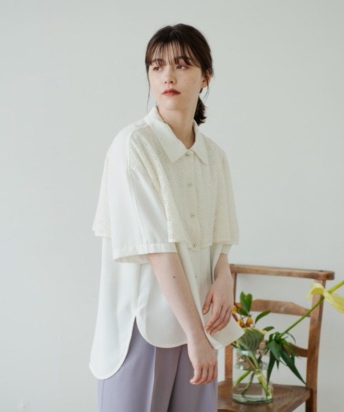 idem（イデム）の「lace layered blouse/レースレイヤード半袖ブラウス（シャツ/ブラウス）」 - WEAR