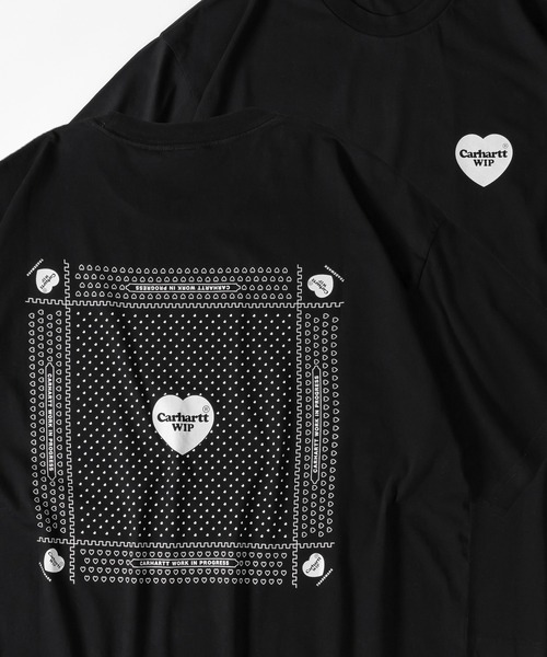 【Carhartt/カーハート】ワンポイントハートロゴ＆バックBIGバンダナプリント デザイン 半袖Tシャツ/HEART BANDANA T-SHIRT（Tシャツ/カットソー ...