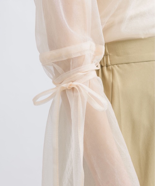 NEUNA（ヌナ）の「【ヌーディーな透け感を楽しむ。】スリットアームシアーリボントップス（Tシャツ/カットソー）」 - WEAR