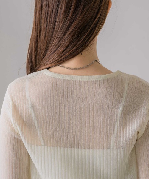NEUNA（ヌナ）の「【1枚で主役級にもレイヤードスタイルにも！】リブフレアスリーブシアートップス（Tシャツ/カットソー）」 - WEAR