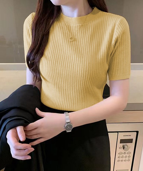 M2SUQARED（エムツースクエア）の「【M2SUQARED/エムツースクエア】5分袖 リブニットカットソー（Tシャツ/カットソー）」 - WEAR