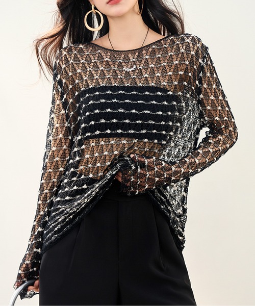 AMAJI（アマジ）の「透かし編みニットトップス（ニット/セーター）」 - WEAR