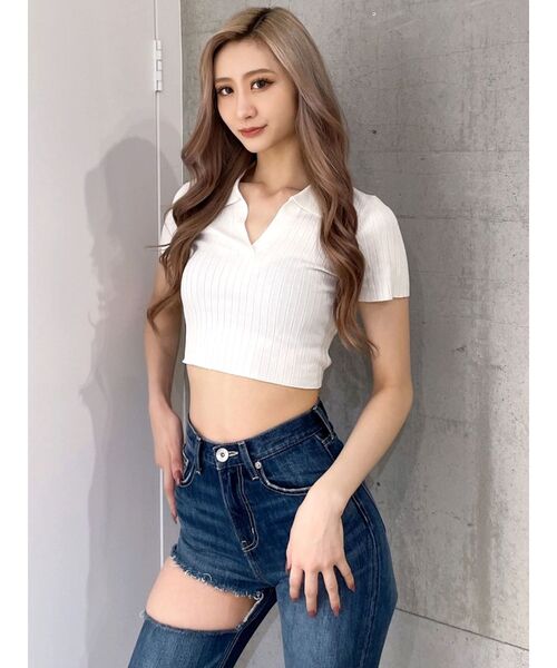 GYDA（ジェイダ）の「BACK OPEN POLOニットTOPS（ニット/セーター）」 - WEAR