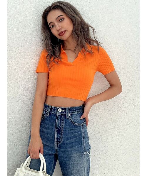 GYDA（ジェイダ）の「BACK OPEN POLOニットTOPS（ニット/セーター）」 - WEAR