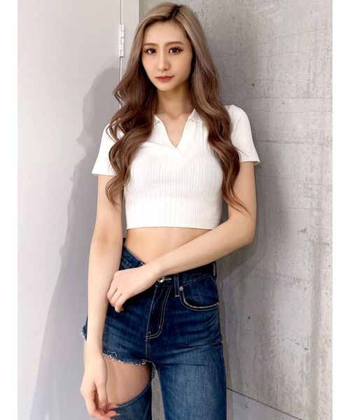 GYDA（ジェイダ）の「BACK OPEN POLOニットTOPS（ニット/セーター）」 - WEAR