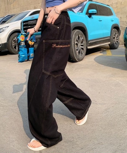 shameless（シェイムレス）の「ロゴエンブロイダリーワイドデニム（デニムパンツ）」 - WEAR