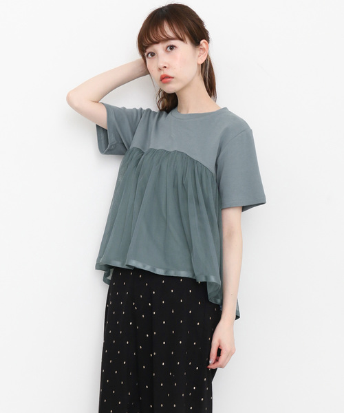 KBF（ケイビーエフ）の「チュール切替Tシャツ（Tシャツ/カットソー）」 - WEAR