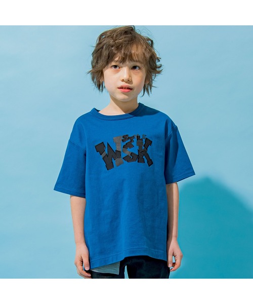 WASK（ワスク）の「WASK/ロゴパッチワークプリント天竺Tシャツ(100~160cm)（Tシャツ/カットソー）」 - WEAR
