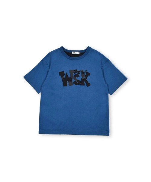 WASK（ワスク）の「WASK/ロゴパッチワークプリント天竺Tシャツ(100~160cm)（Tシャツ/カットソー）」 - WEAR