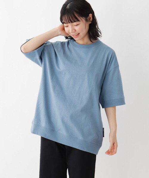 BASECONTROL（ベースコントロール）の「 抗菌防臭 ビッグシルエット リブ仕様 ロゴワンポイント刺繍Tシャツ（Tシャツ/カットソー）」 - WEAR