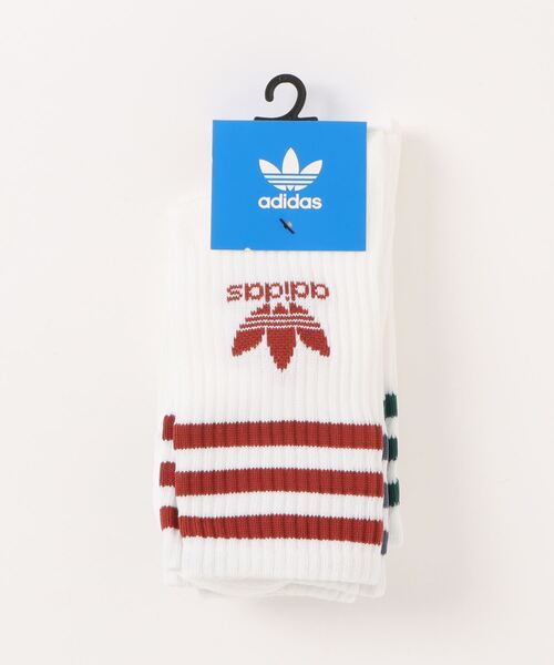 adidas アディダス U MID CUT CREW SOCKS ソックス JI9471 WHT/RUB/INK/GRN（ソックス/靴下 ...